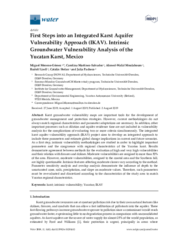 (PDF) First Steps into an Integrated Karst Aquifer Vulnerability ...