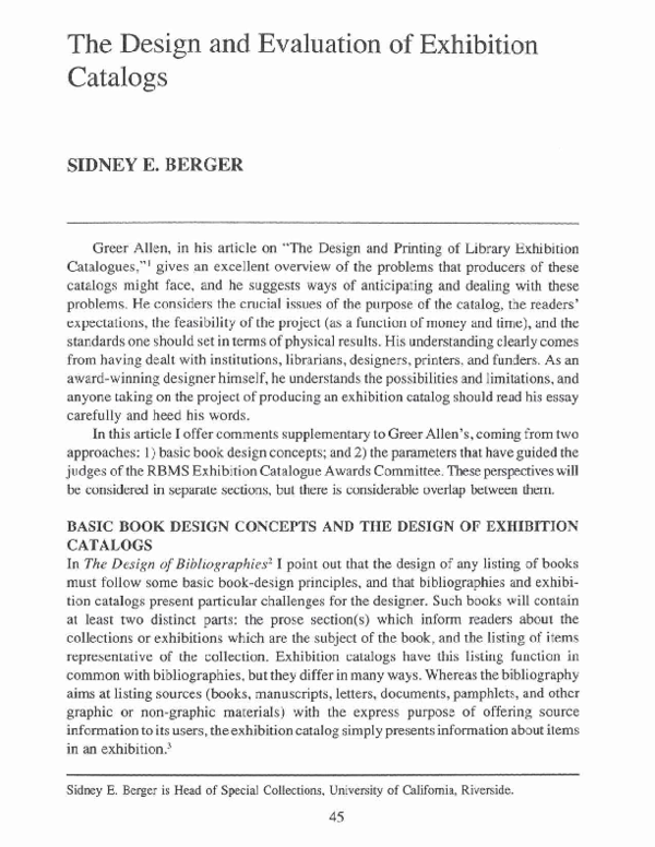 (PDF) The Design and Evaluation of Exhibition Catalogs