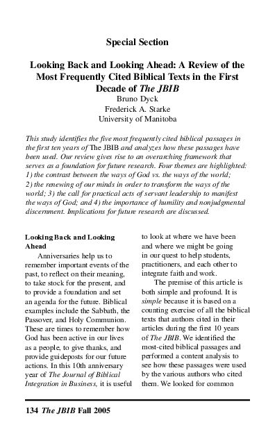 (PDF) The JBIB Fall 2005 Special Section Looking Back and Looking Ahead ...