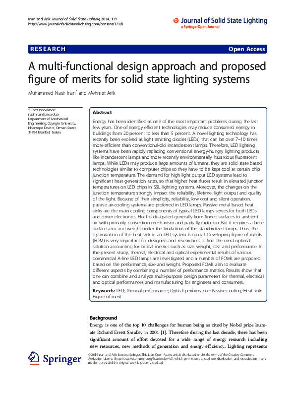 (PDF) A multi-functional design approach and proposed figure of merits for solid state lighting ...
