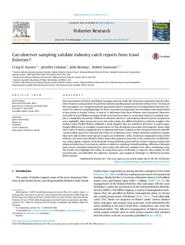 (PDF) Can observer sampling validate industry catch reports from trawl ...