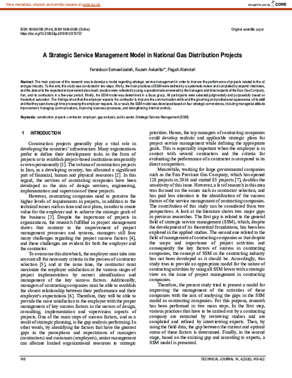 (PDF) A Strategic Service Management Model in National Gas Distribution Projects