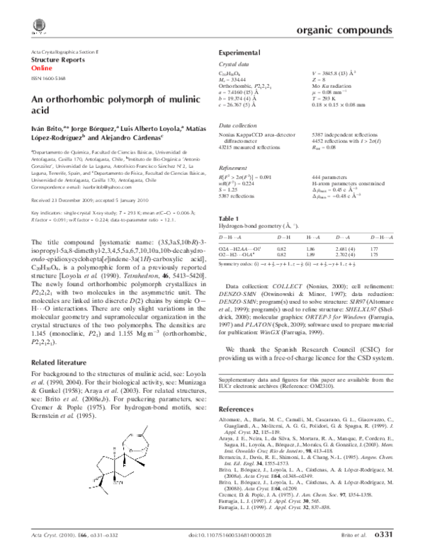 (PDF) Orthorhombic Polymorph of Mulinic Acid Identified