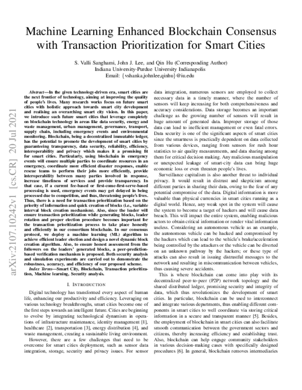 Pdf Machine Learning Enhanced Blockchain Consensus With Transaction