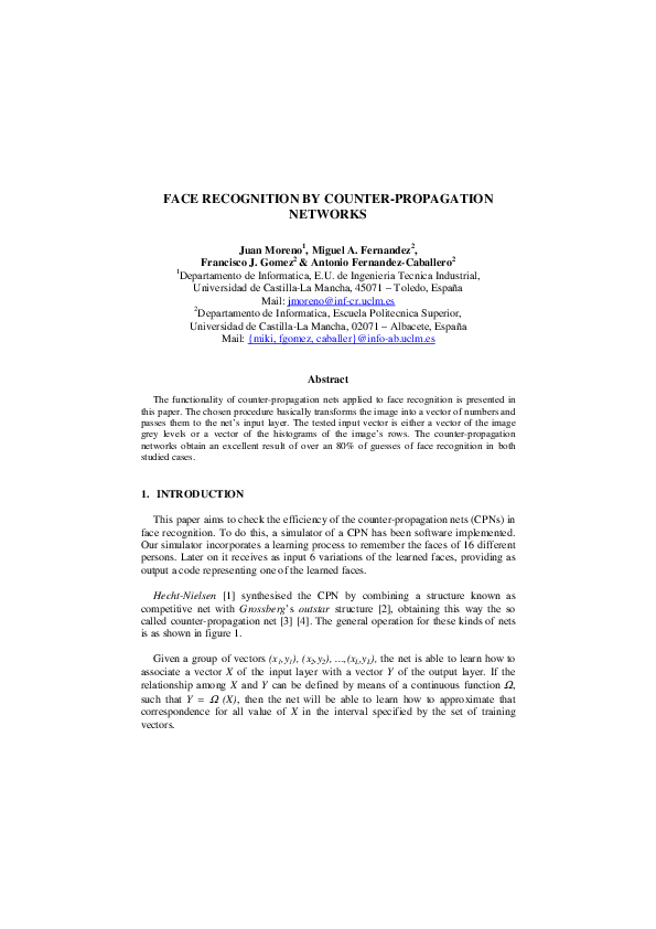 Pdf Face Recognition By Counter Propagation Networks