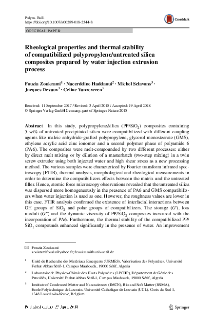 (PDF) Rheological properties and thermal stability of compatibilized ...