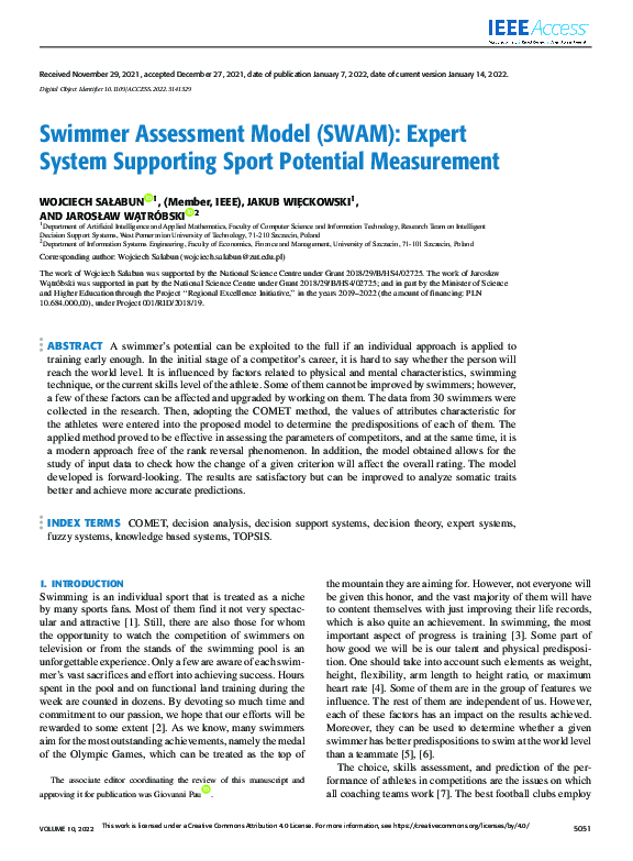 (PDF) Swimmer Assessment Model (SWAM): Expert System Supporting Sport ...