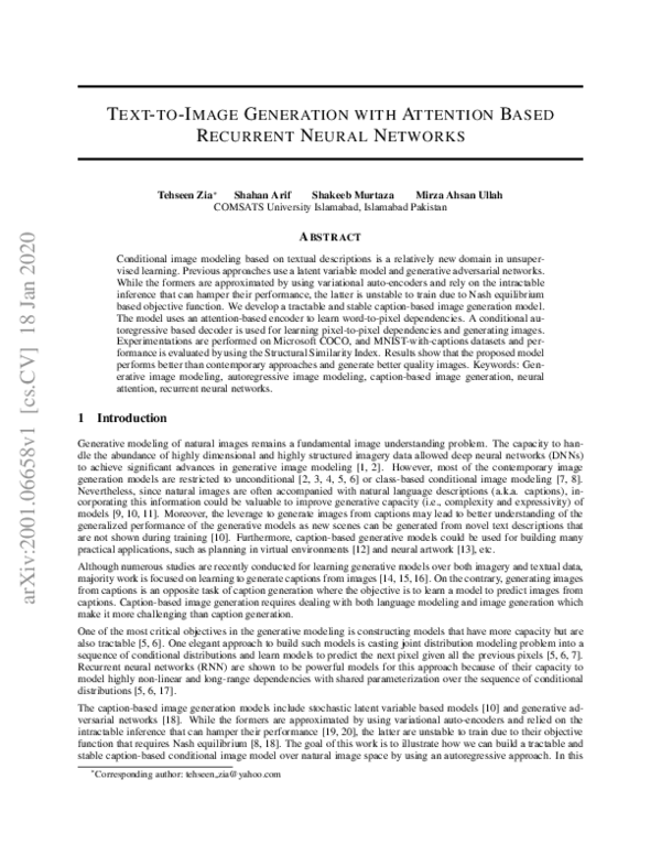 Pdf Text To Image Generation With Attention Based Recurrent Neural Networks
