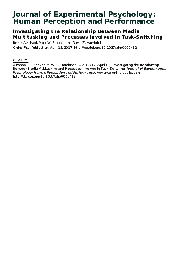 (PDF) Investigating the Relationship Between Media Multitasking and Processes Involved in Task ...