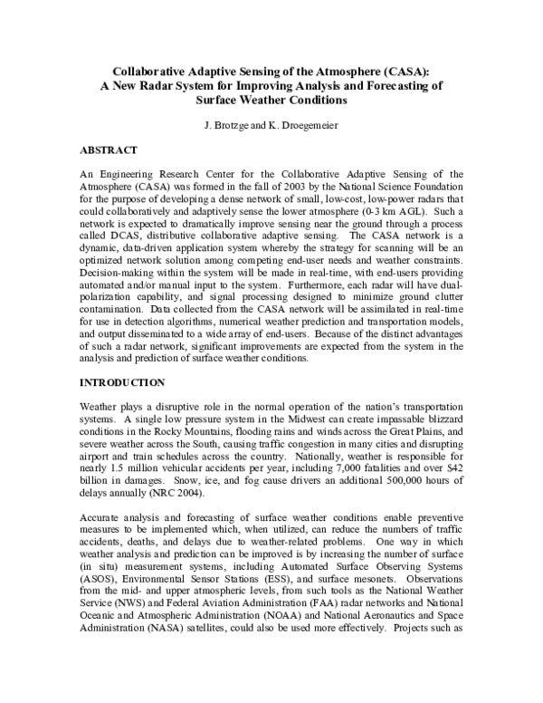 (PDF) Collaborative Adaptive Sensing of the Atmosphere: New Radar ...
