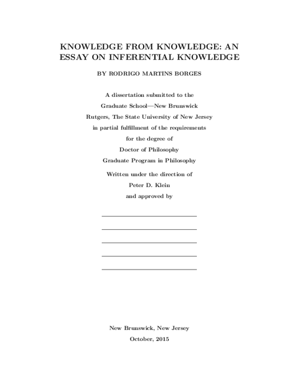 (PDF) Knowledge from knowledge: an essay on inferential knowledge