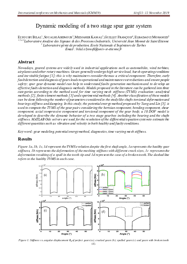 (PDF) Dynamic modeling of a two stage spur gear system with gear tooth defects | abdenour ...