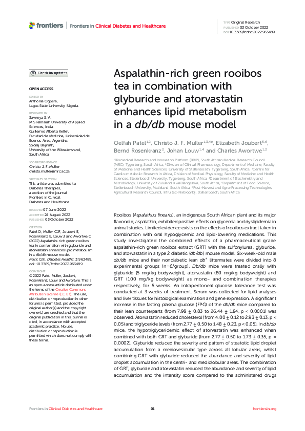 (PDF) Aspalathin-rich green rooibos tea in combination with glyburide ...