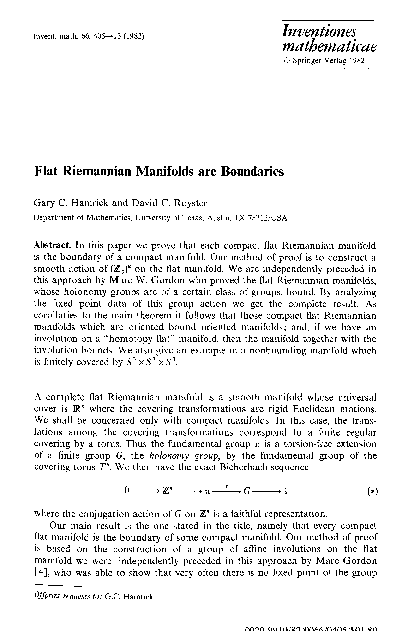 (PDF) Flat Riemannian manifolds are boundaries