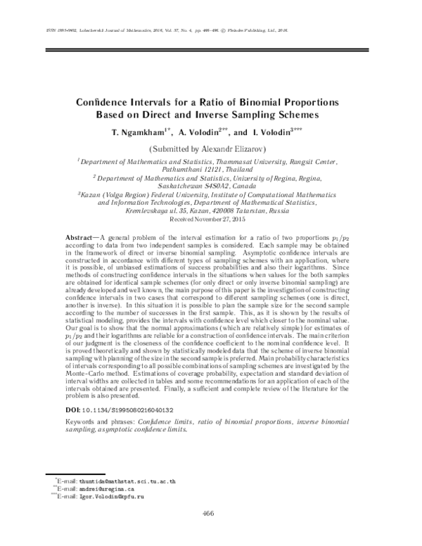 (PDF) Confidence intervals for a ratio of binomial proportions based on paired data