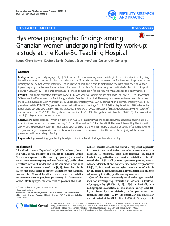 (PDF) Hysterosalpingographic findings among Ghanaian women undergoing ...