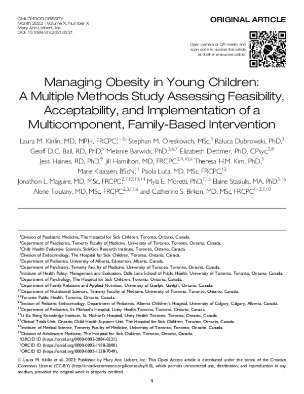 (PDF) Managing Obesity in Young Children: A Multiple Methods Study ...