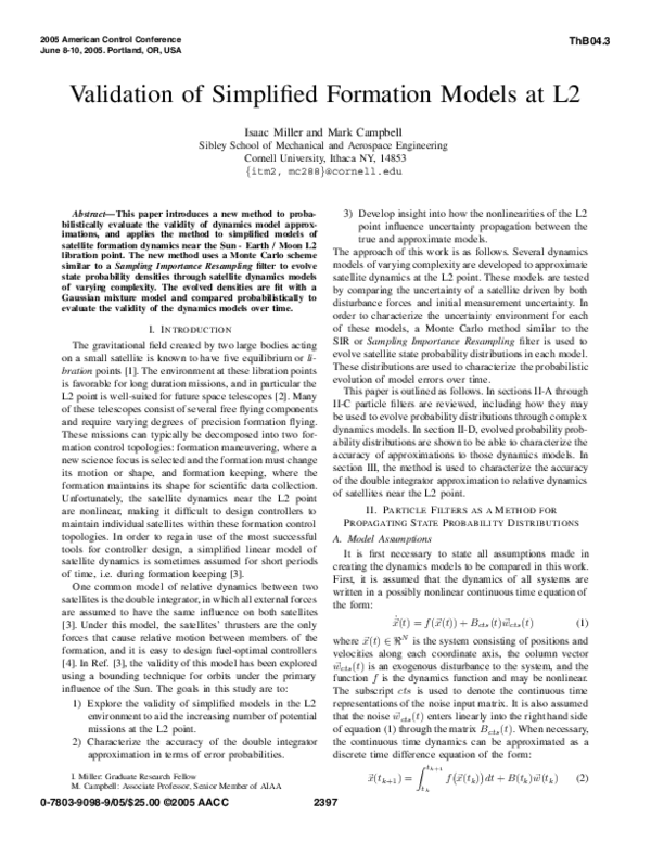 (PDF) Validation of simplified formation models at L2