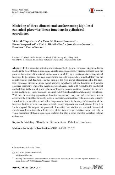 (PDF) Modeling of three-dimensional surfaces using high-level canonical piecewise-linear ...