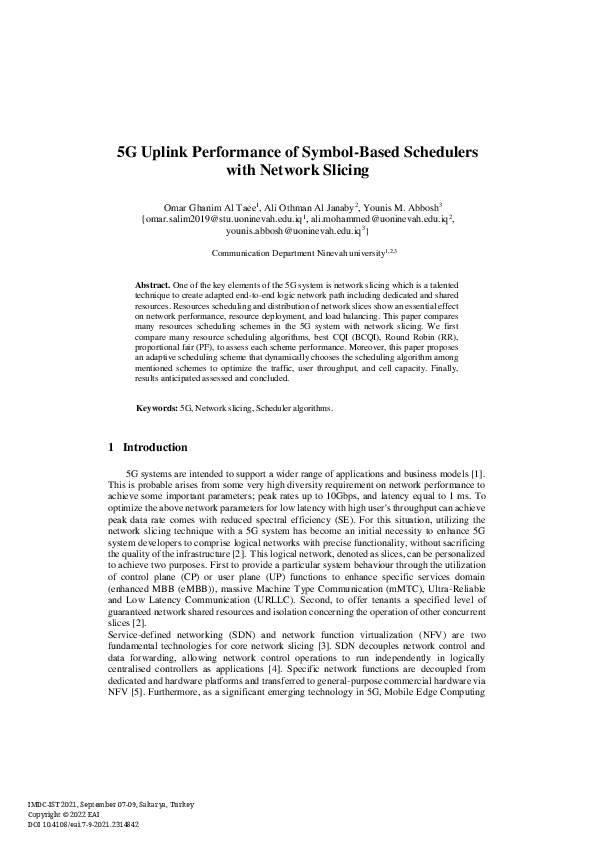 (PDF) 5G Uplink Performance of Symbol-Based Schedulers with Network Slicing