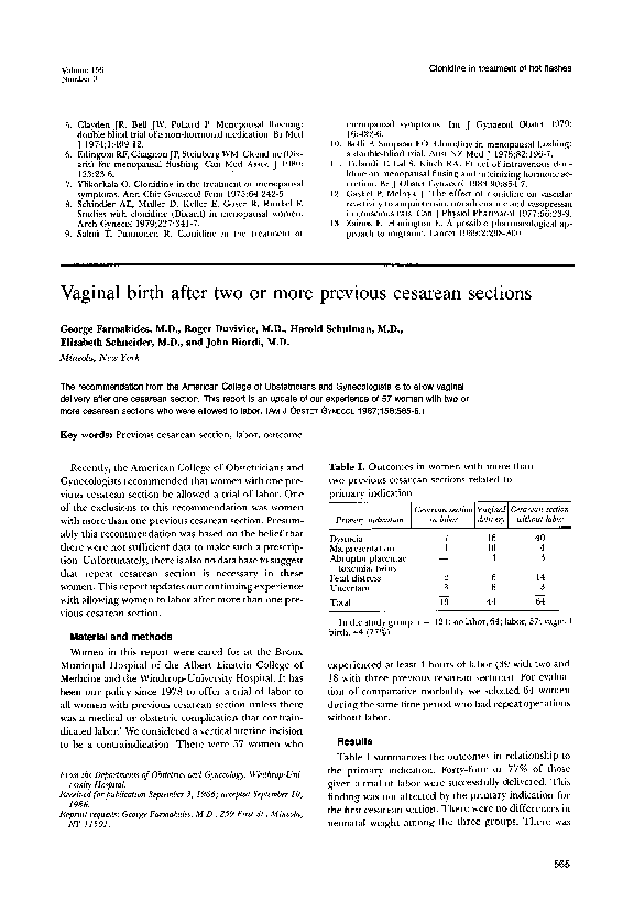 (PDF) Vaginal birth after two or more previous cesarean sections