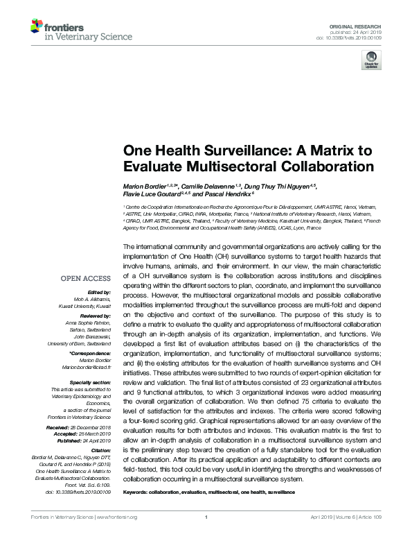 (PDF) Table_1_One Health Surveillance: A Matrix to Evaluate ...