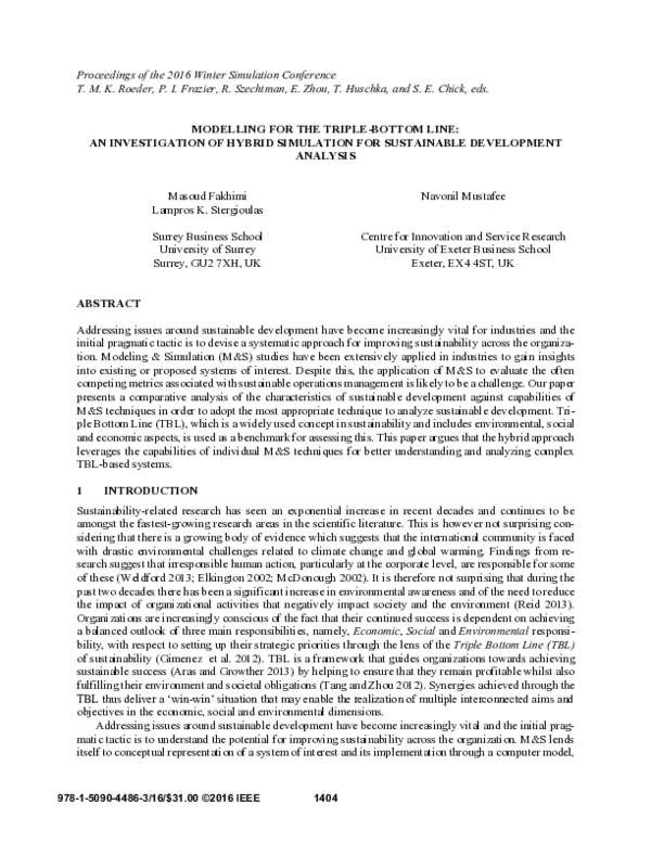 (PDF) Modelling for the Triple-Bottom Line: An investigation of Hybrid Simulation for ...