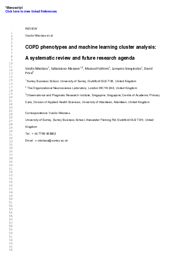 (PDF) COPD phenotypes and machine learning cluster analysis: A systematic review and future ...