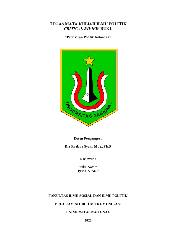 (DOC) Critical Riview buku Pemikiran Politik Indonesia Yulia Novita ...