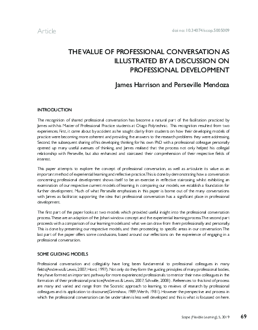 (PDF) The Value of Professional Conversation as Illustrated By a ...