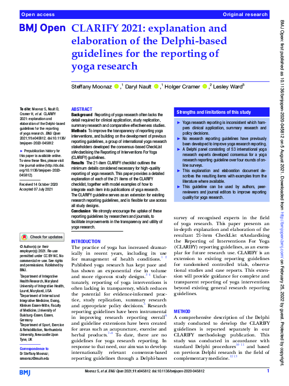 (PDF) CLARIFY 2021: explanation and elaboration of the Delphi-based guidelines for the reporting ...