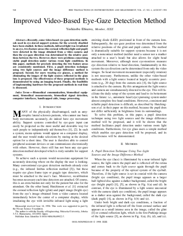 (PDF) Improved video-based eye-gaze detection method (PDF) Improved video-based eye-gaze detection method