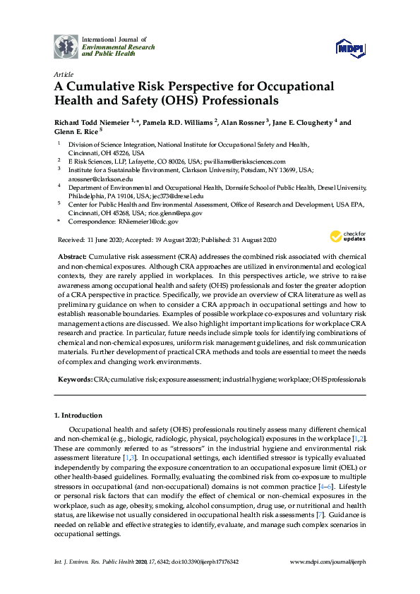 (PDF) A Cumulative Risk Perspective for Occupational Health and Safety ...