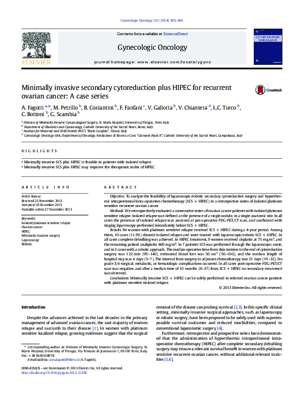 (PDF) Minimally invasive secondary cytoreduction plus HIPEC for ...