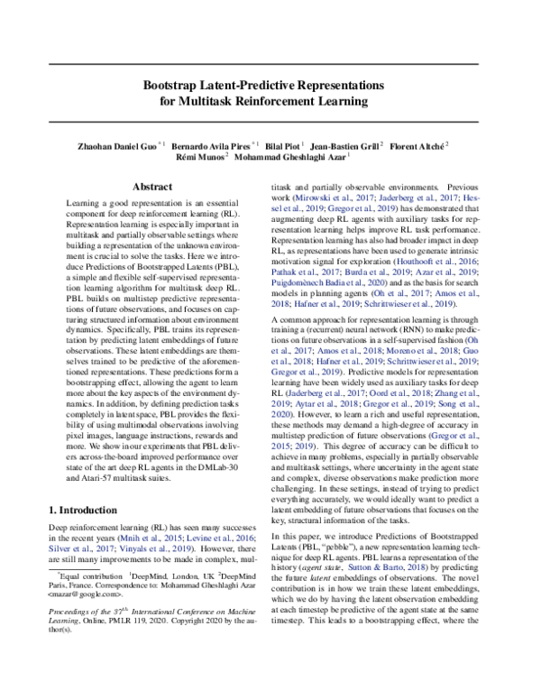 (PDF) Bootstrap Latent-Predictive Representations for Multitask ... (PDF) Bootstrap Latent-Predictive Representations for Multitask ...
