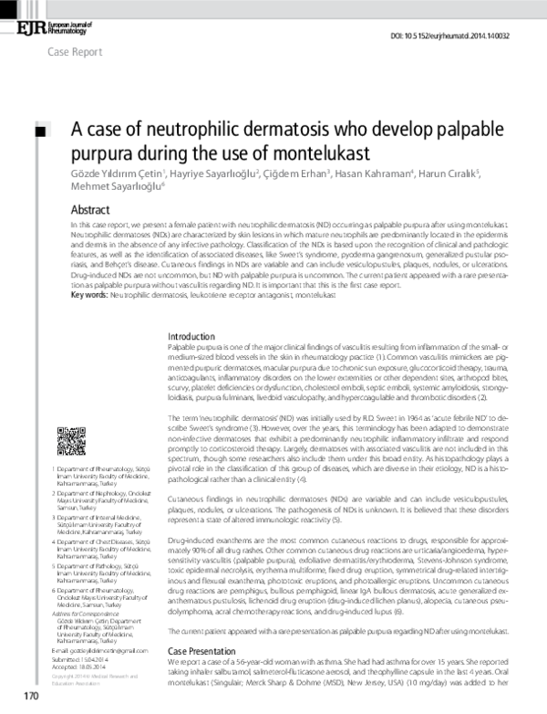 (PDF) A case of neutrophilic dermatosis who develop palpable purpura ...