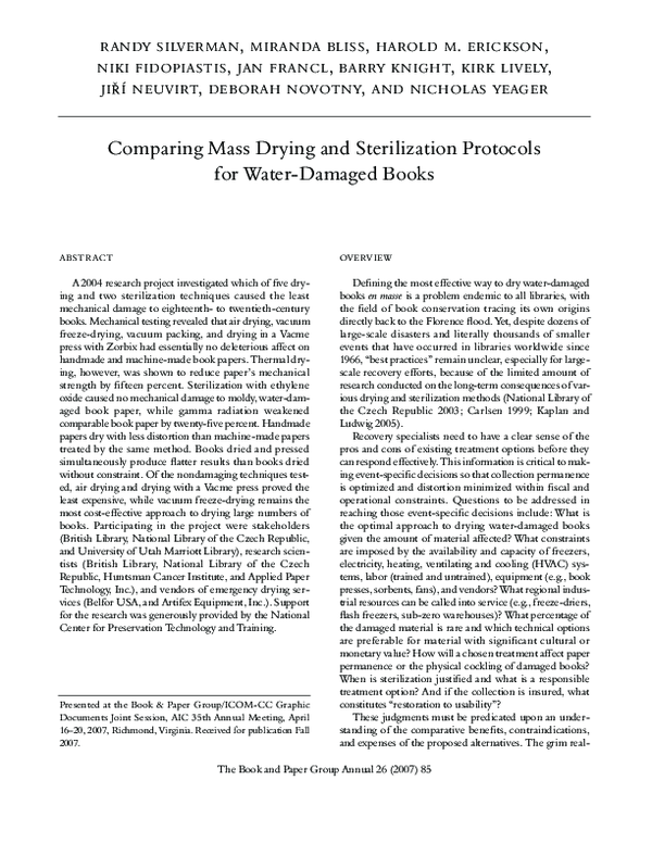 (PDF) Comparing mass drying and sterilization protocols for water ...