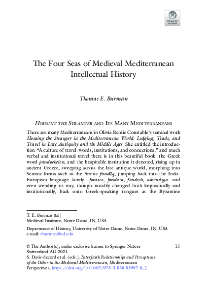 (PDF) The Four Seas of Medieval Mediterranean Intellectual History