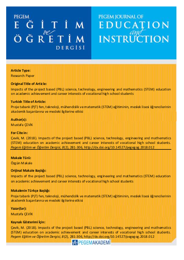 (PDF) Impacts of the project based (PBL) science, technology ...