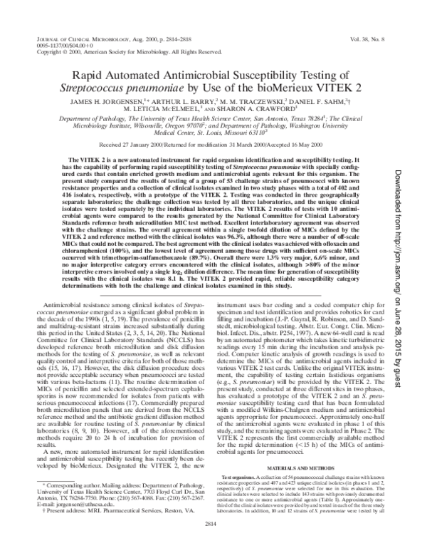 (PDF) Rapid Automated Antimicrobial Susceptibility Testing of ...
