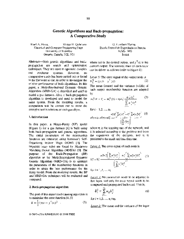 (PDF) Genetic algorithms and back-propagation: a comparative study