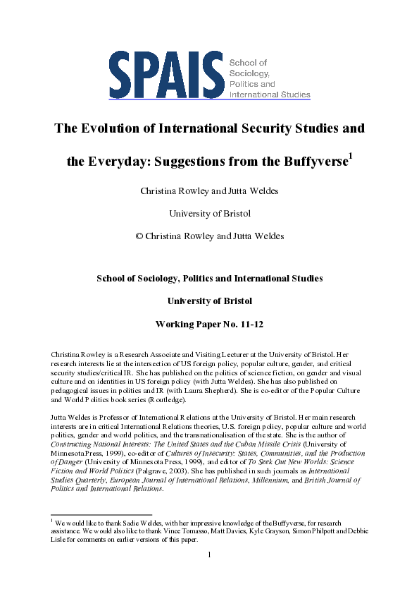 (PDF) The evolution of international security studies and the everyday ...