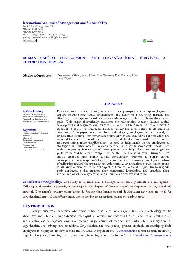 (PDF) Human Capital Development and Organizational Survival: A ...