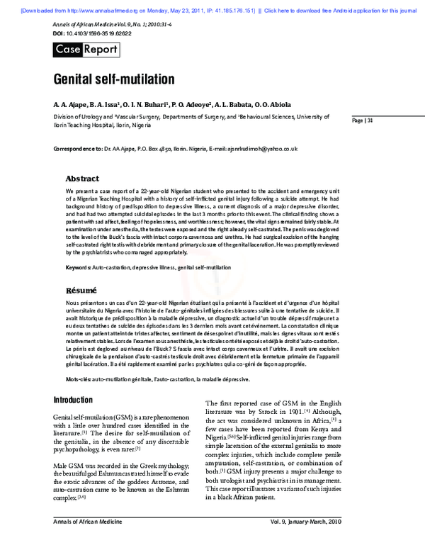(PDF) Genital self-mutilation
