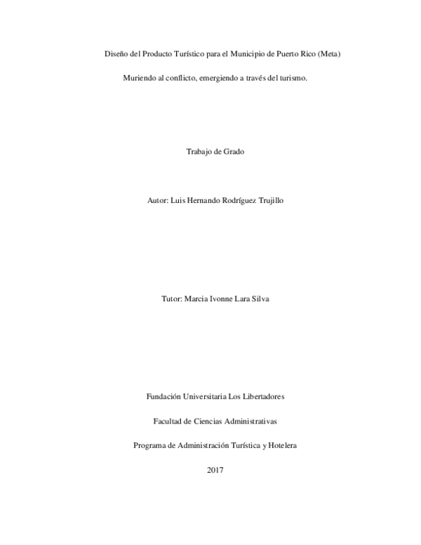 (PDF) Diseño del producto turístico para el municipio de Puerto Rico ...