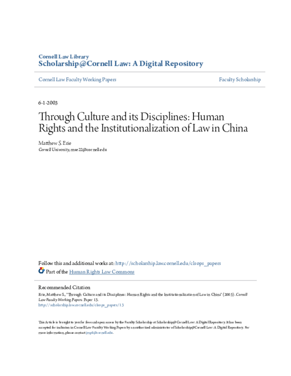 (PDF) Through culture and its disciplines: human rights and the ...