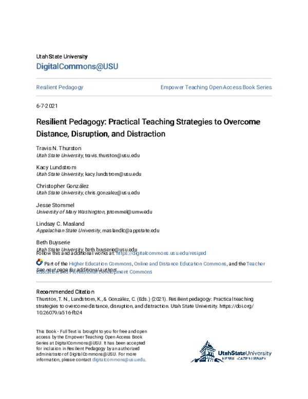 (PDF) Resilient Pedagogy: Practical Teaching Strategies to Overcome ...