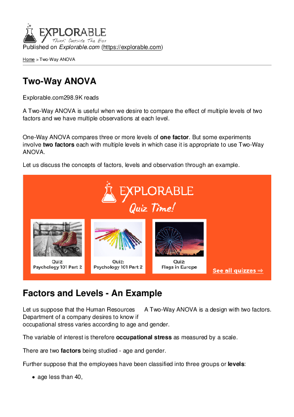 (PDF) Two-way ANOVA