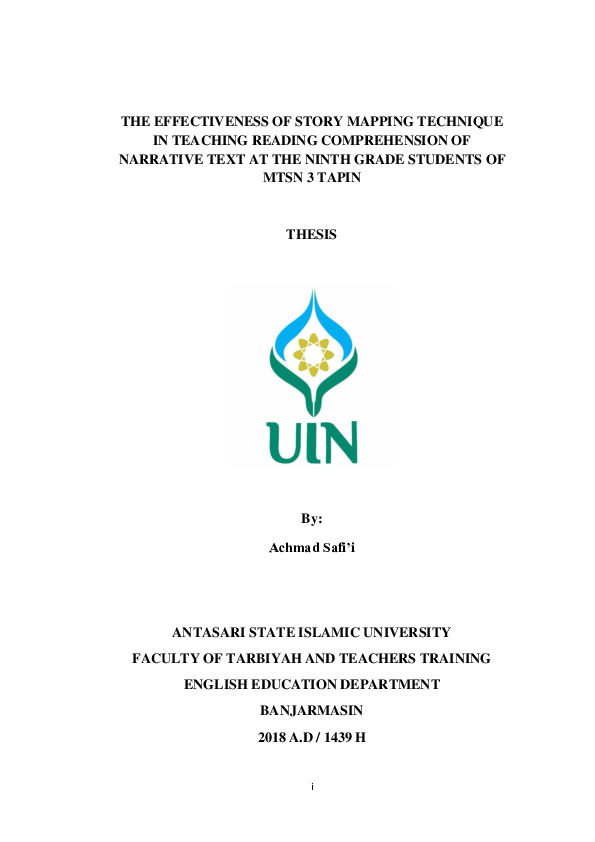 (PDF) The Effectiveness of Story Mapping Technique in Teaching Reading Comprehension of ...