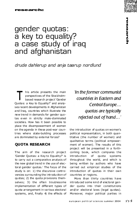 (PDF) Gender Quotas: A Key to Equality? A Case Study of Iraq and ...